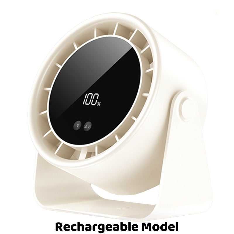 100-Speed Mini Silent Desk Fan with Digital Display – excellten